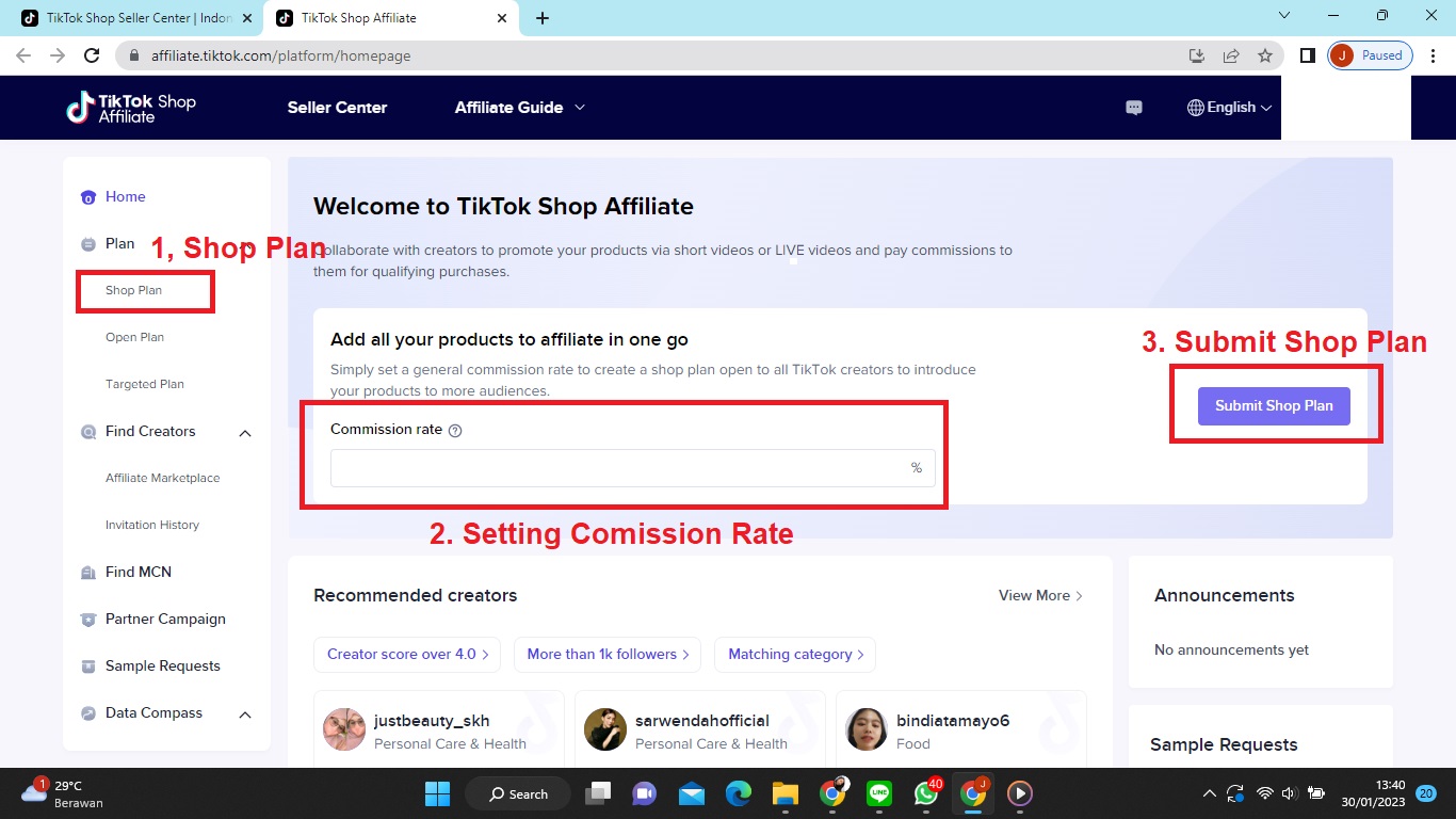 Cara Seller Membuka Program Affiliate Tiktok Shop